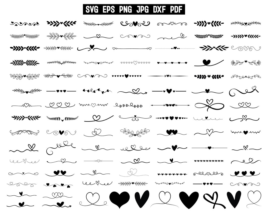 Heart Text Dividers SVG | Wedding Text Dividers SVG | Heart Border Svg ...