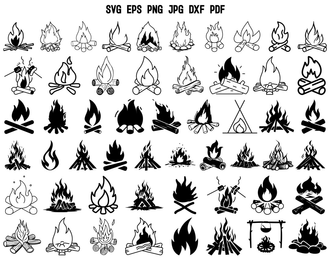 Campfire Silhouette | Camping SVG | Camp Fire SVG | Camp Life Svg ...