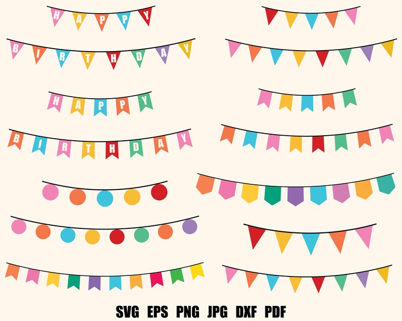 Bunting Birthday SVG PNG Clipart Bunting Banner Svg Happy Birthday ...