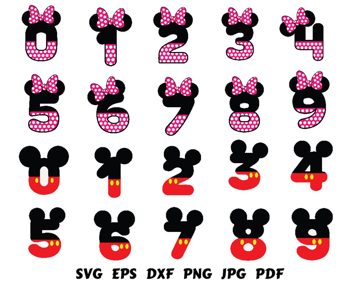 Disney-Zahl Svg Zahl Svg Disney-Party Svg Mickey Zahl | Etsy
