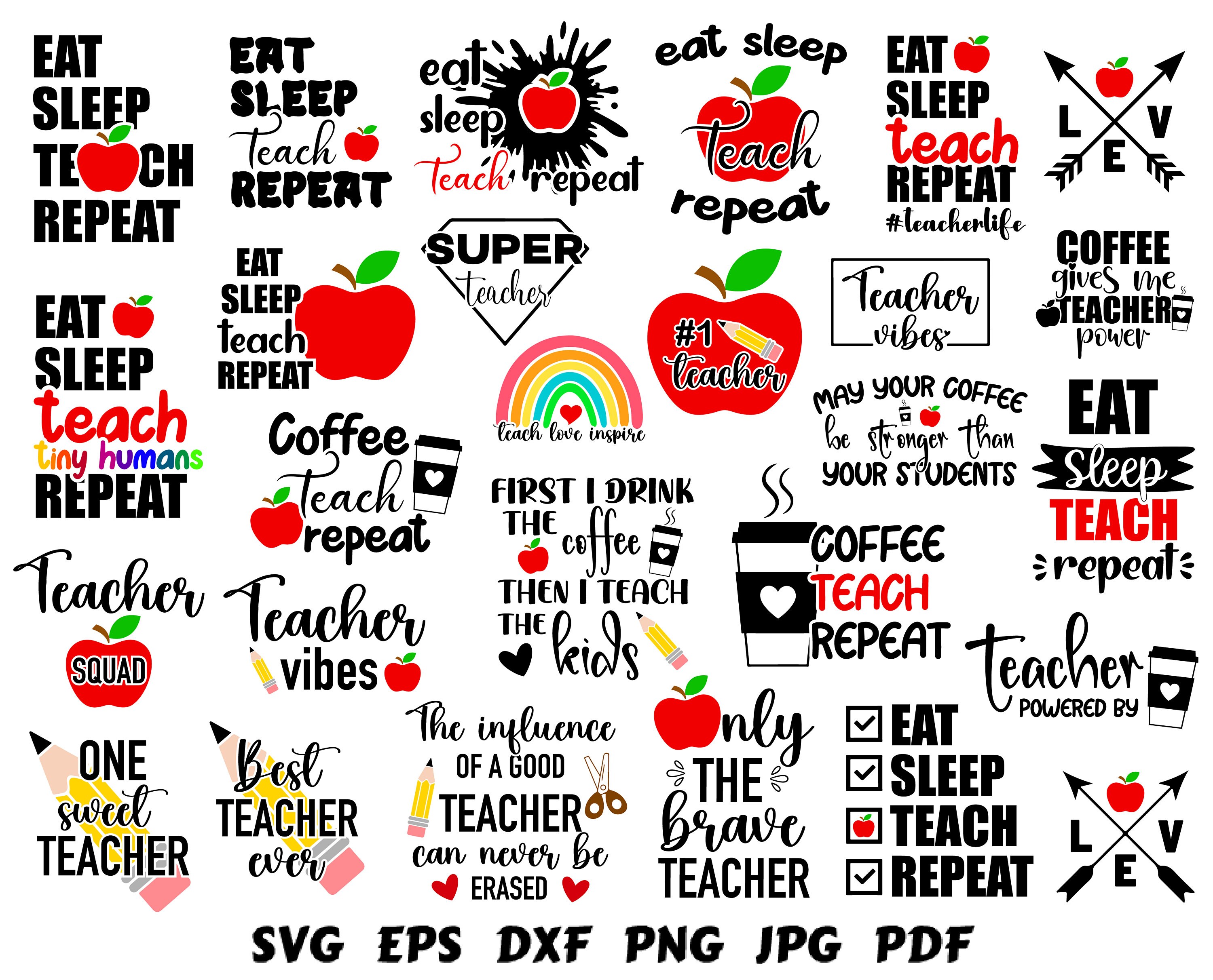 65 Teacher Svg Cut File Bundle Teacher Life Svg Funny Teacher | Etsy