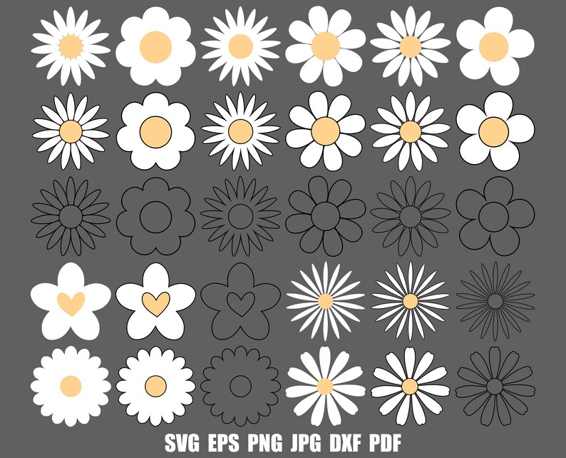 Daisy SVG Retro Flower SVG PNG Clipart for Commercial Use Daisy Cut ...