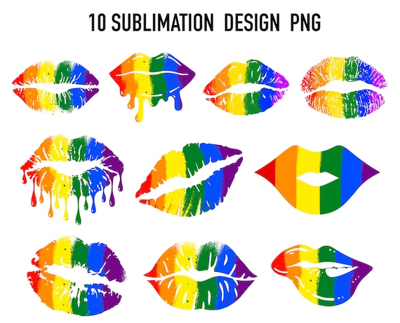 LGBT Lips Sublimation Design PNG Kiss Sublimation Lips - Etsy