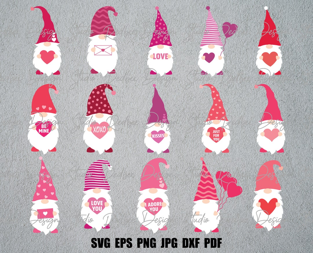 Valentine's Day Svg Gnomes Svg Gnome Bundle Svg Valentine Gnome Svg ...