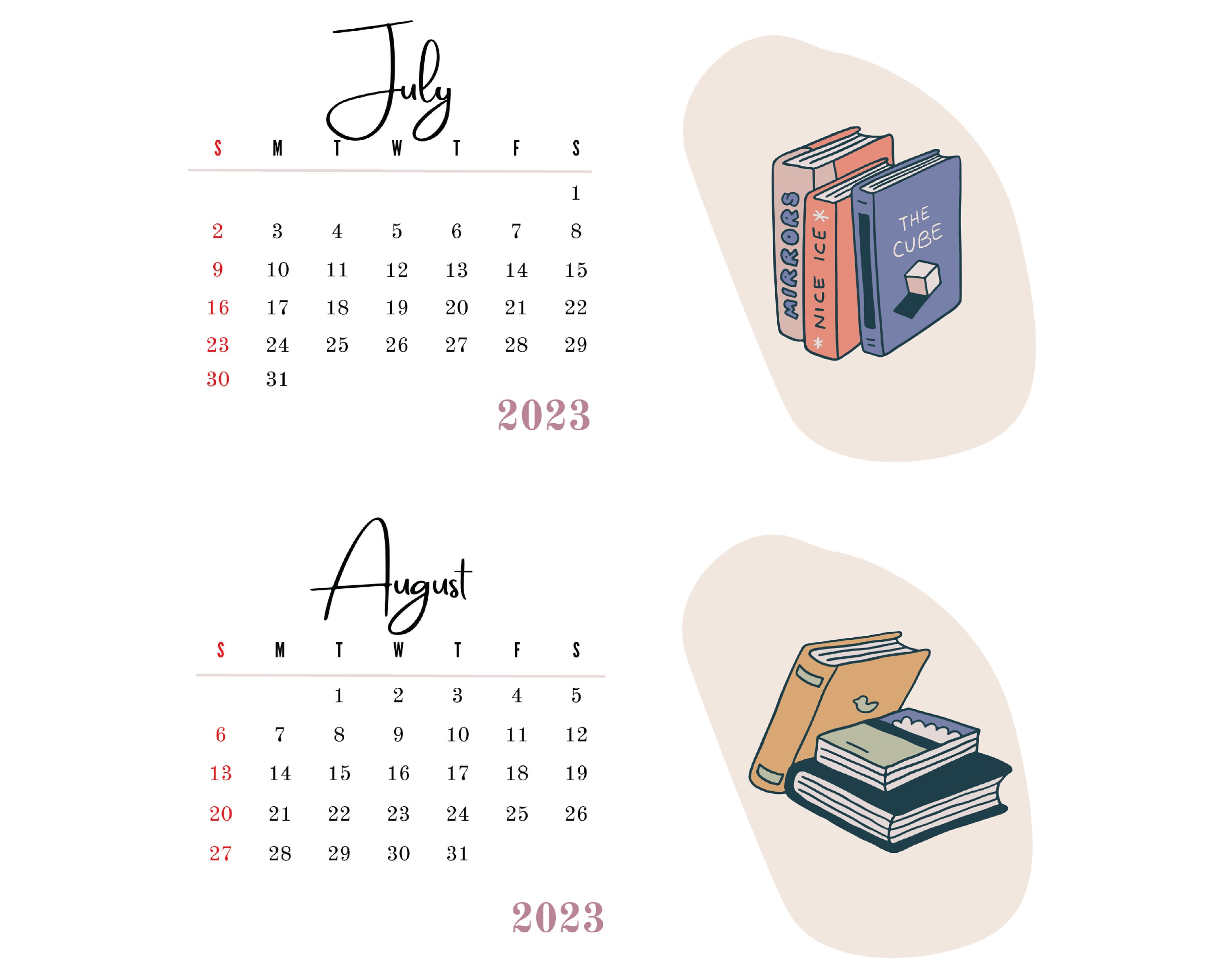 2023 Calendar Printable Monthly Calendar PDF Books Calendar - Etsy