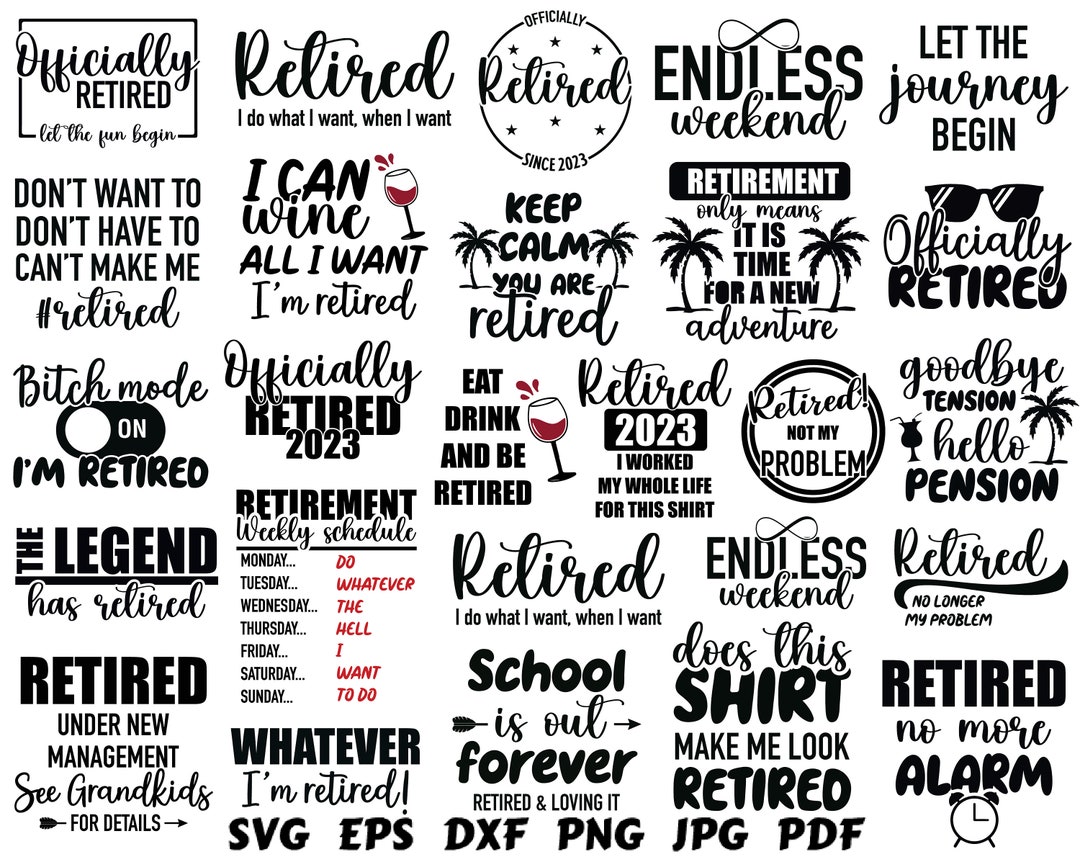 Retired SVG Retirement SVG Pension SVG Vacation Svg Officially - Etsy