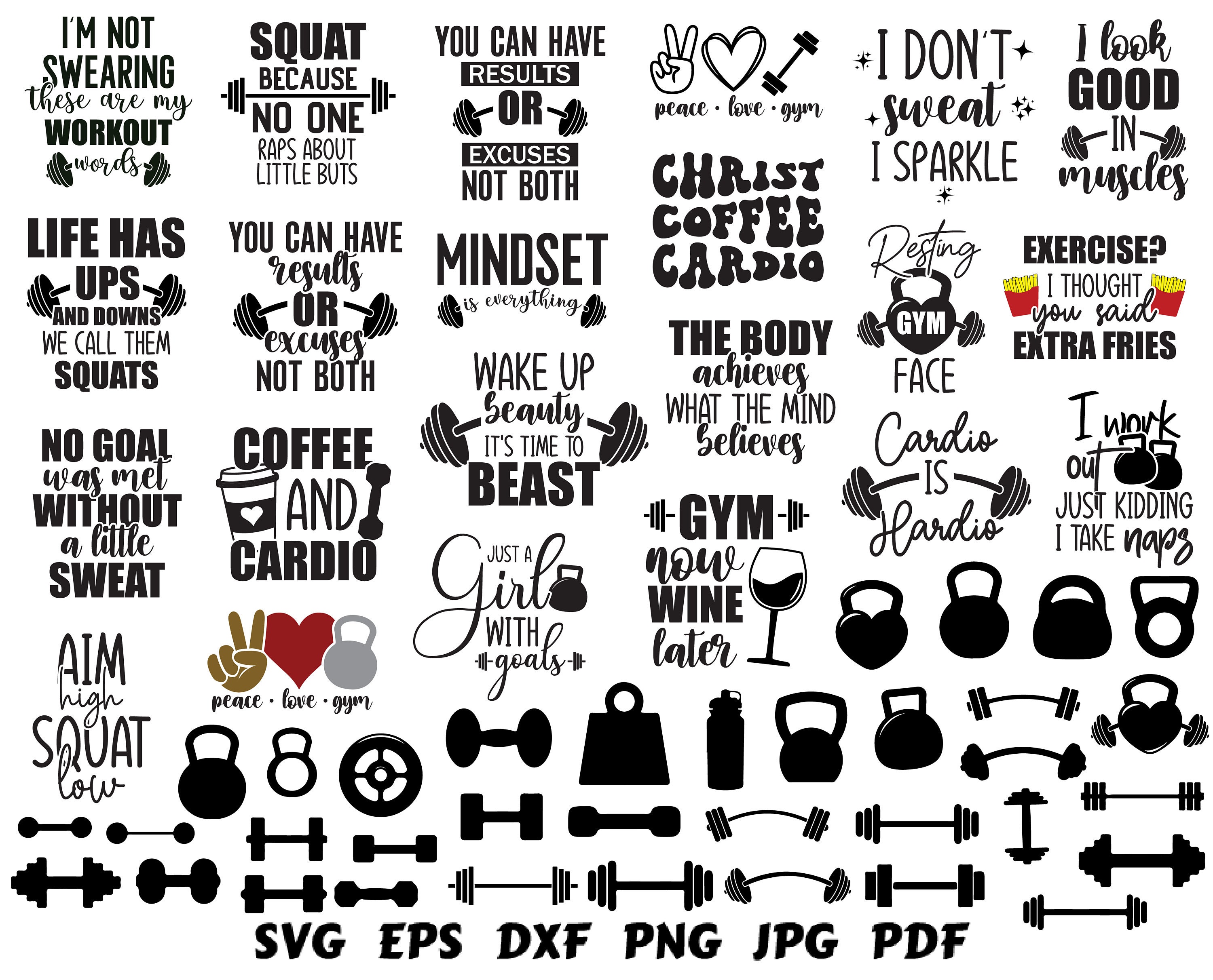 Gym Svg Bundle Workout Svg Fitness Svg Gym Quotes Svg Gym Cut - Etsy Canada