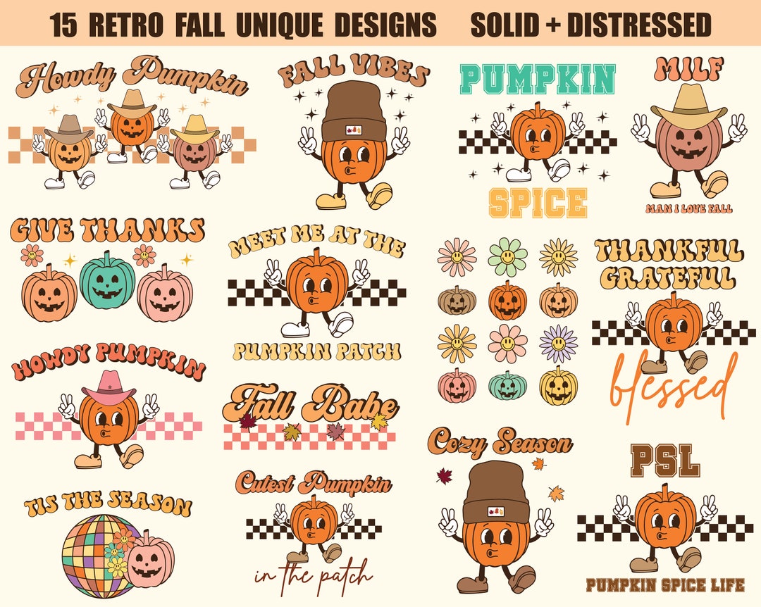 Retro Fall SVG PNG Clipart for Sublimation | Thanksgiving SVG | Autumn ...