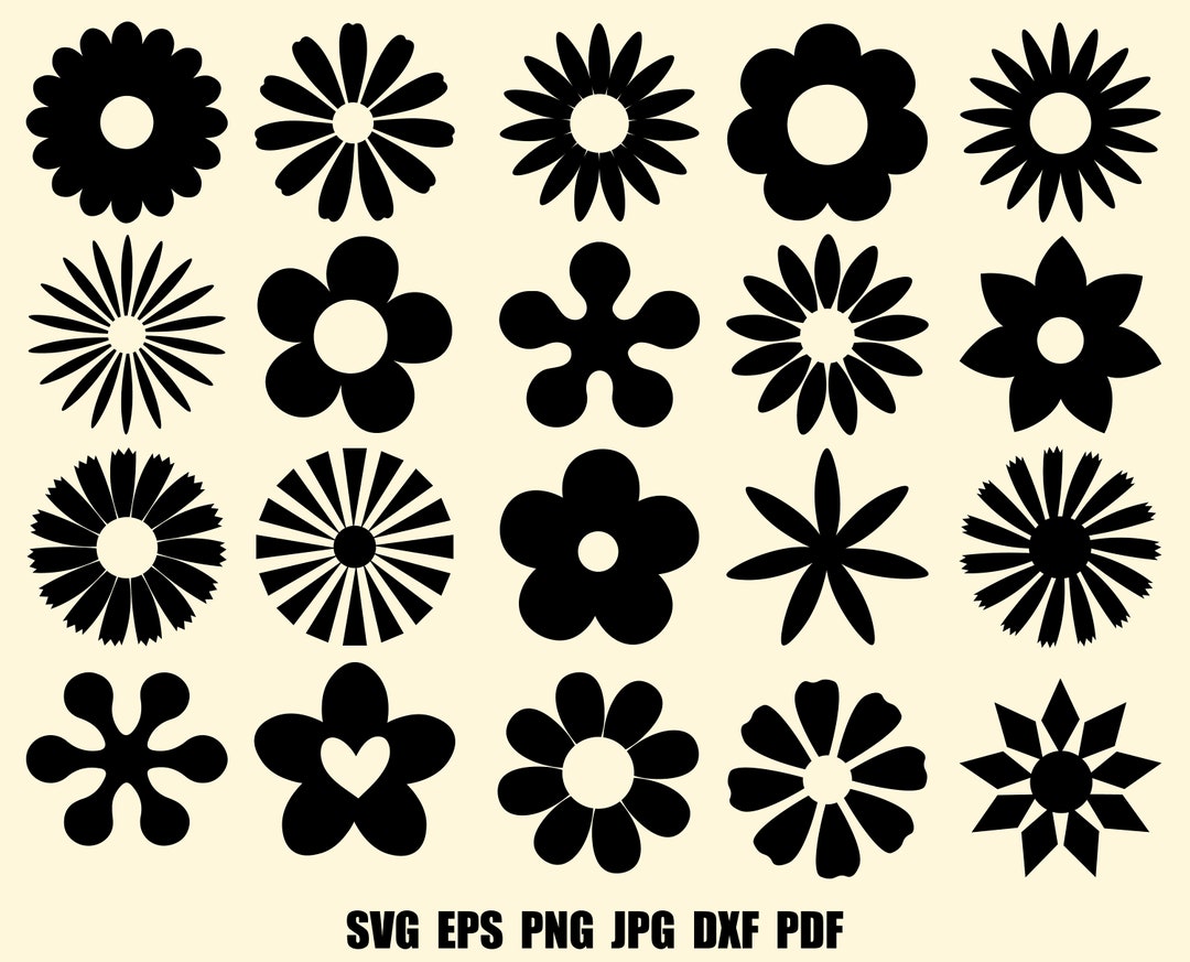 Retro Flower SVG PNG Clipart for Commercial Use | Daisy SVG | Flower ...