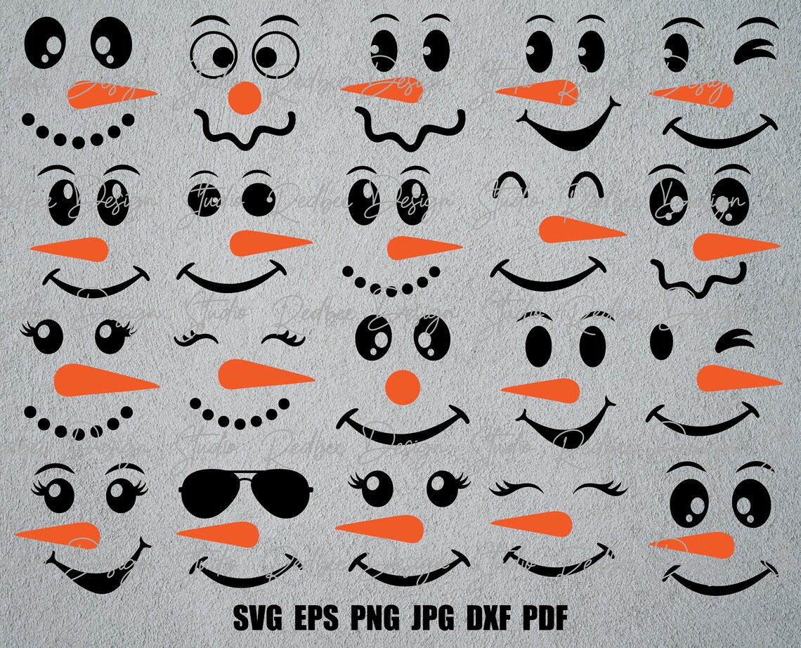 Snowman Faces Svg Snowman Svg Christmas Svg Winter Svg Snowman - Etsy