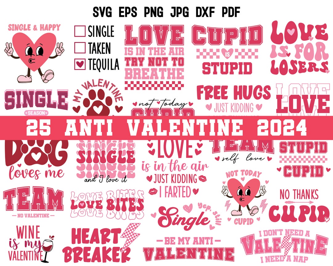 Valentine's Day SVG | Anti Valentine SVG | Retro Valentine SVG | Funny ...