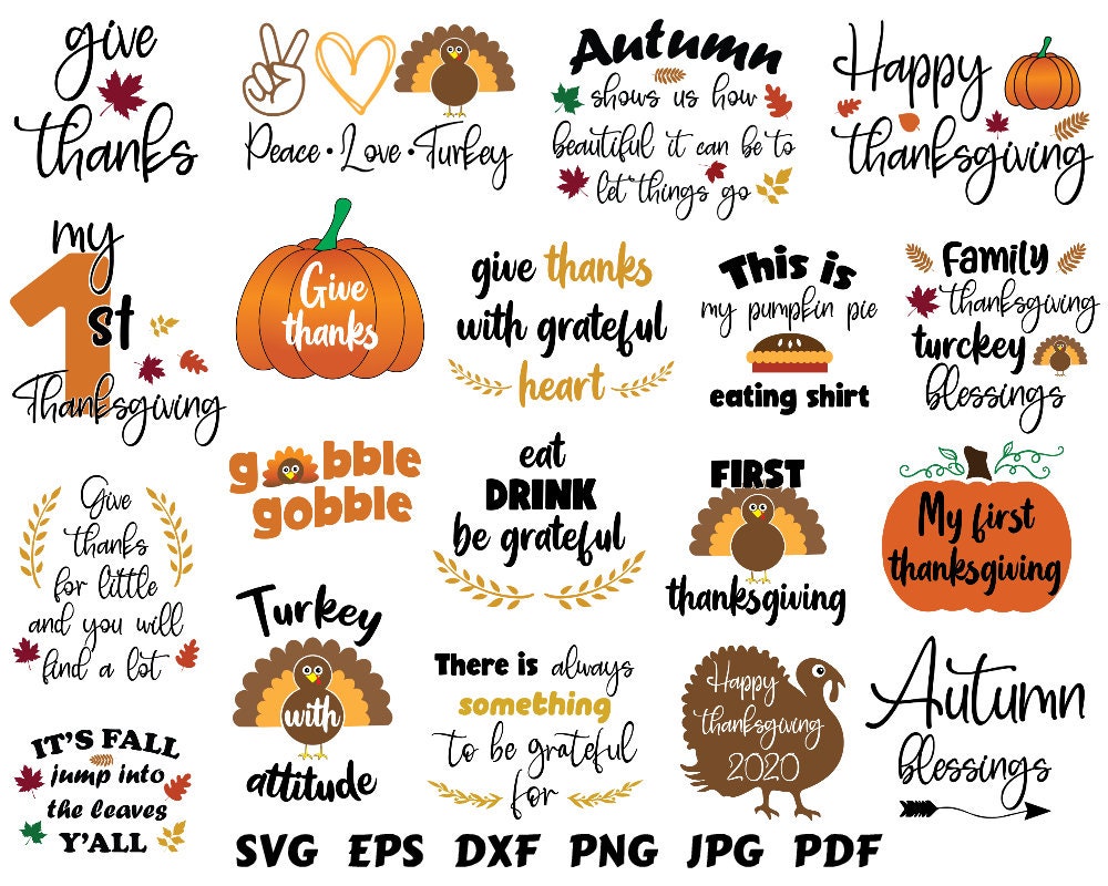 Autumn Svg Bundle Thanksgiving Svg Fall Svg Leaves Svg | Etsy