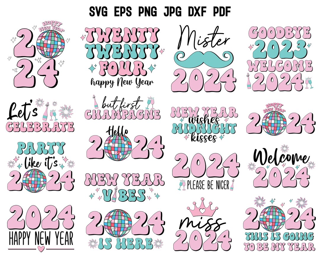 New Year SVG PNG Sublimation | Retro New Year SVG | New Year Eve 2024 ...