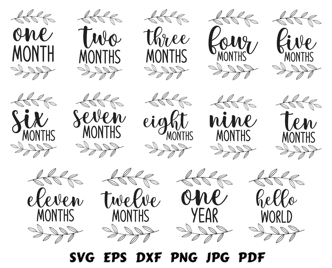 Monthly Milestone Svg Baby Milestone Svg Wreath Svg Laurel Svg Baby ...