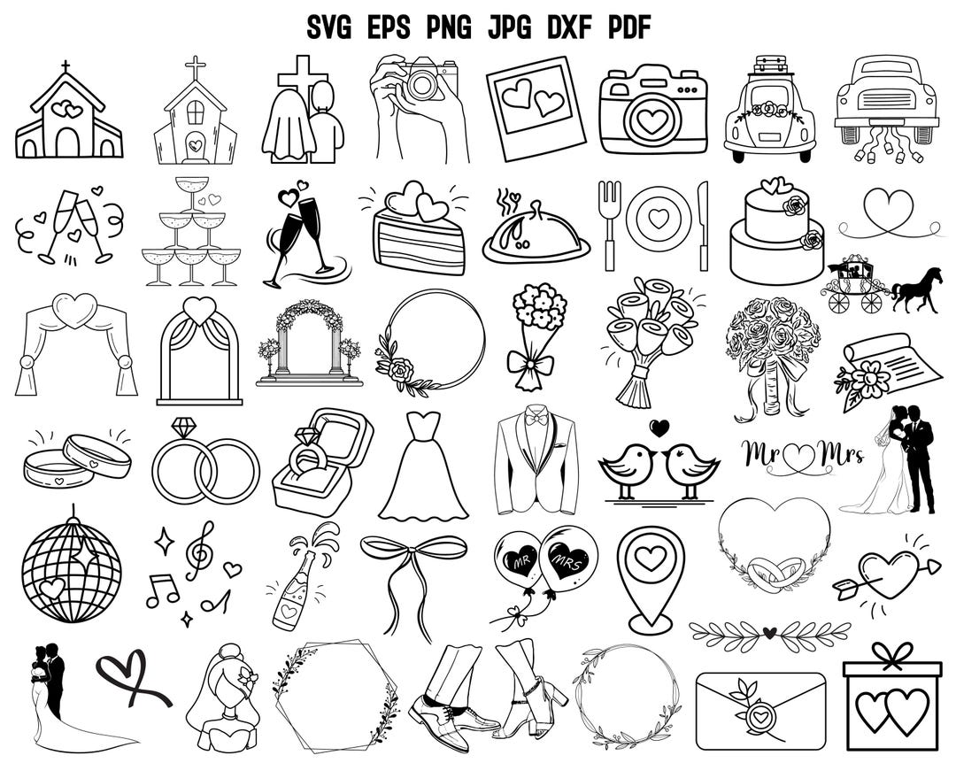 Wedding SVG | Hand Drawn Wedding Icons SVG | Wedding Timeline Svg ...