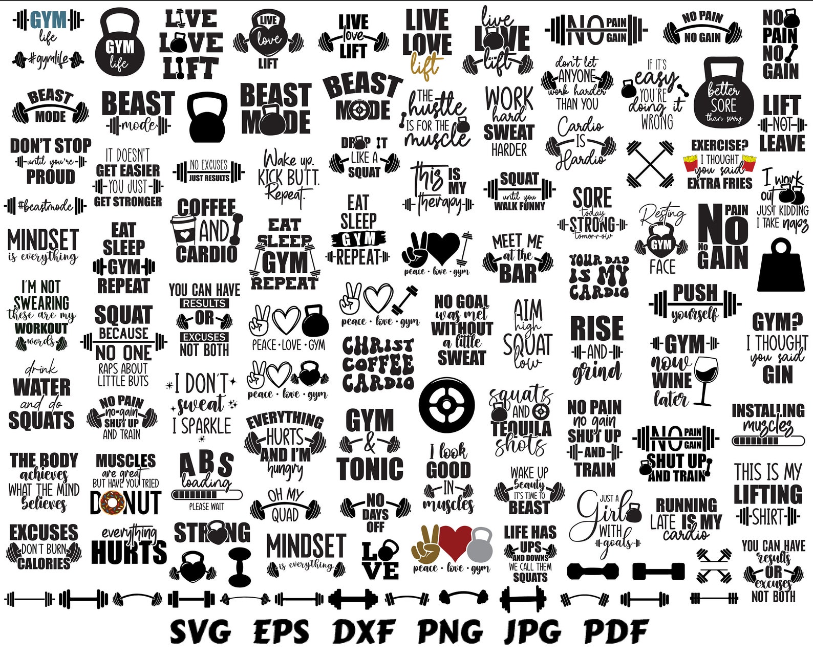 Gym Svg Bundle Workout Svg Fitness Svg Gym Quotes Svg Gym Cut File Gym ...