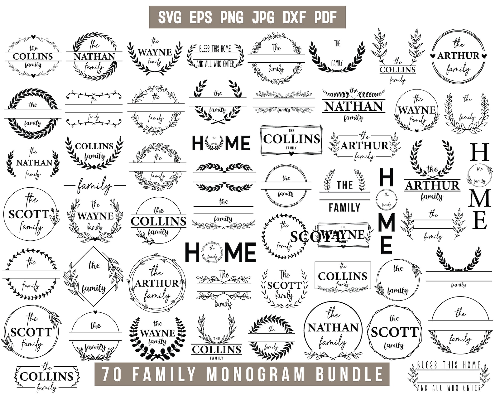 Family Name Monogram SVG | Family SVG | Family Cricut | Cut File ...