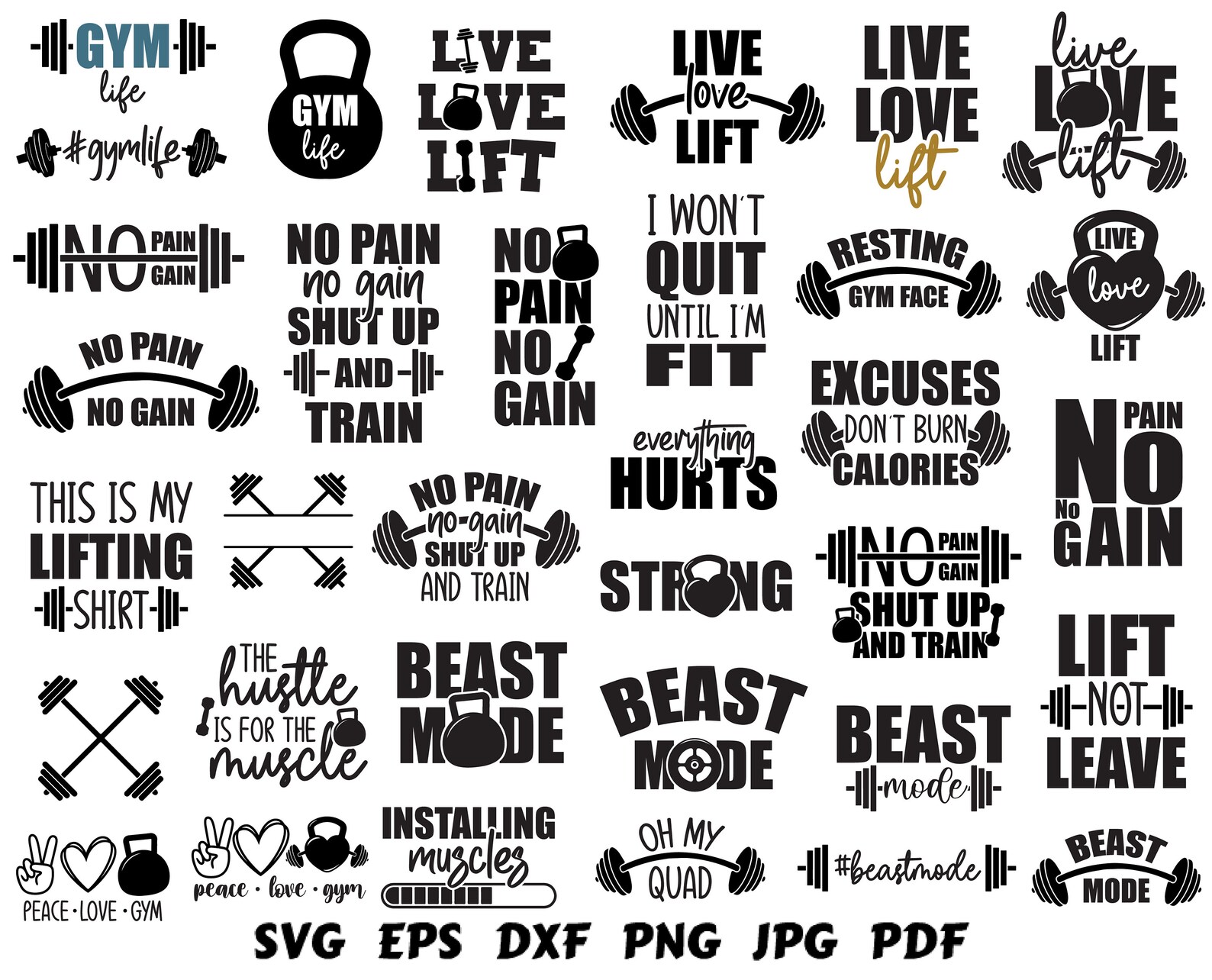 Gym Svg Bundle Workout Svg Fitness Svg Gym Quotes Svg Gym Cut File Gym ...