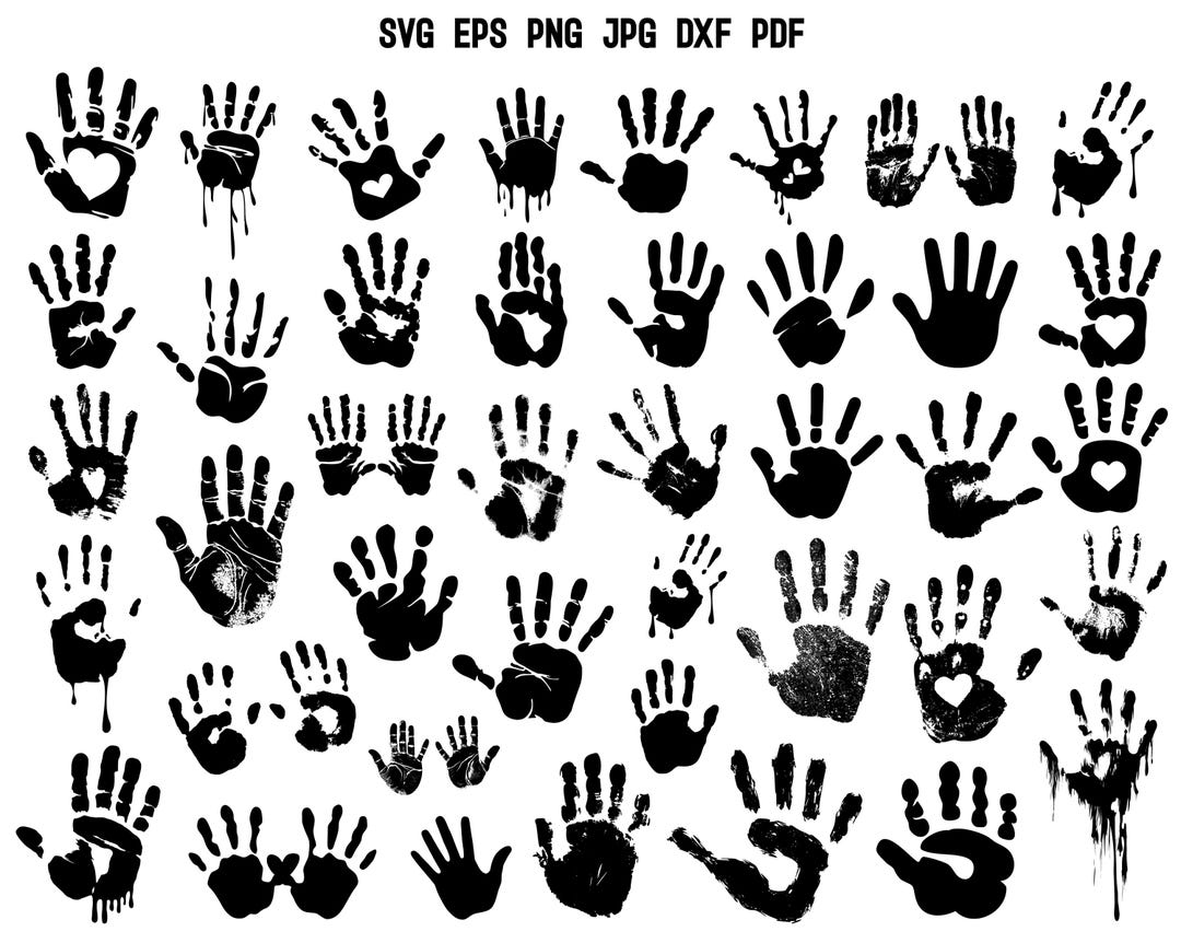 Hand Print SVG | Hand Print Cricut | Clipart | Handprints Cut File ...