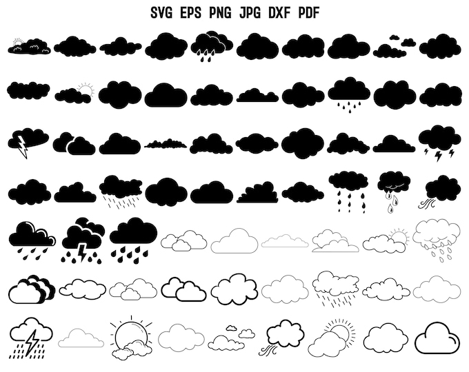 Japanese Cloud Svg, Clouds Bundle Svg, Cloud Vector, Clouds Cut File ...