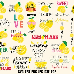 Lemon SVG Clipart Summer Svg Lemon Cut File for Commercial Use Beach ...