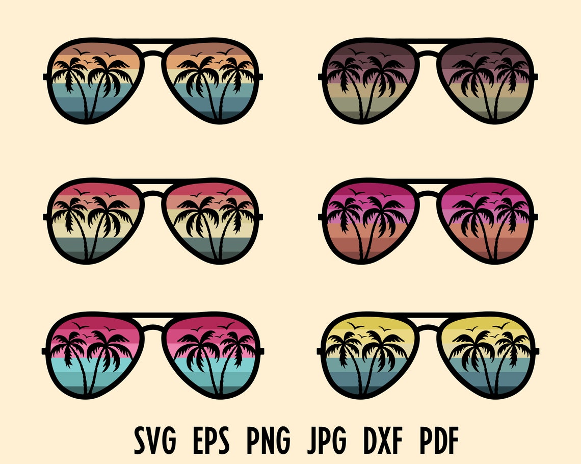 Retro Beach SVG PNG Clipart Retro Sunset SVG Retro Sunglasses - Etsy
