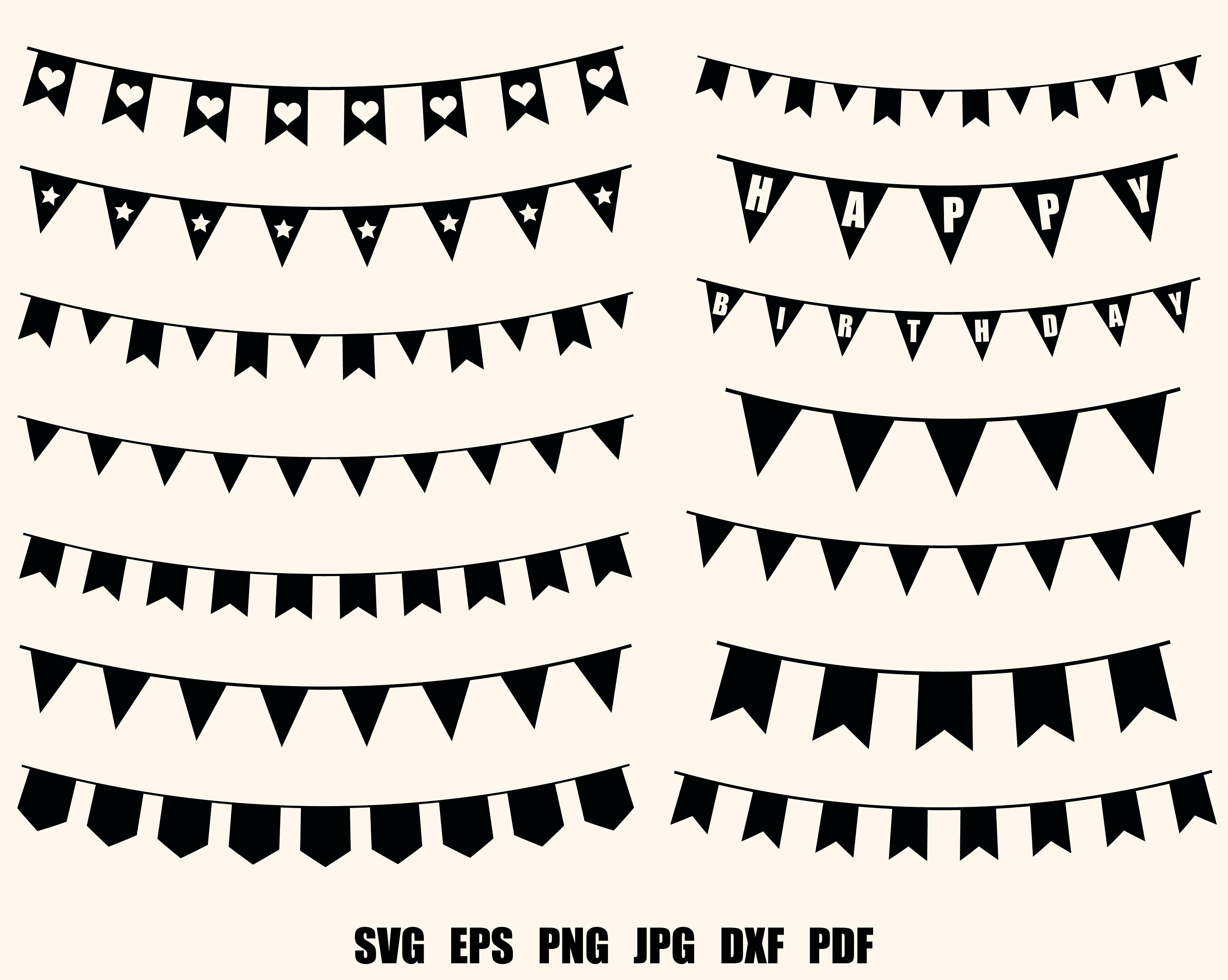 Bunting Birthday SVG PNG Clipart Bunting Banner Svg Happy - Etsy