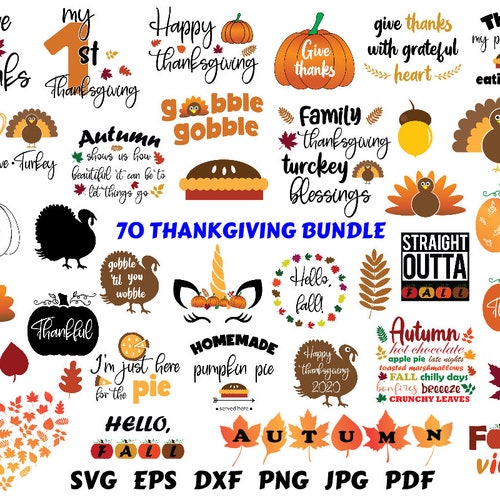 Autumn Svg Bundle Thanksgiving Svg Fall Svg Leaves Svg | Etsy