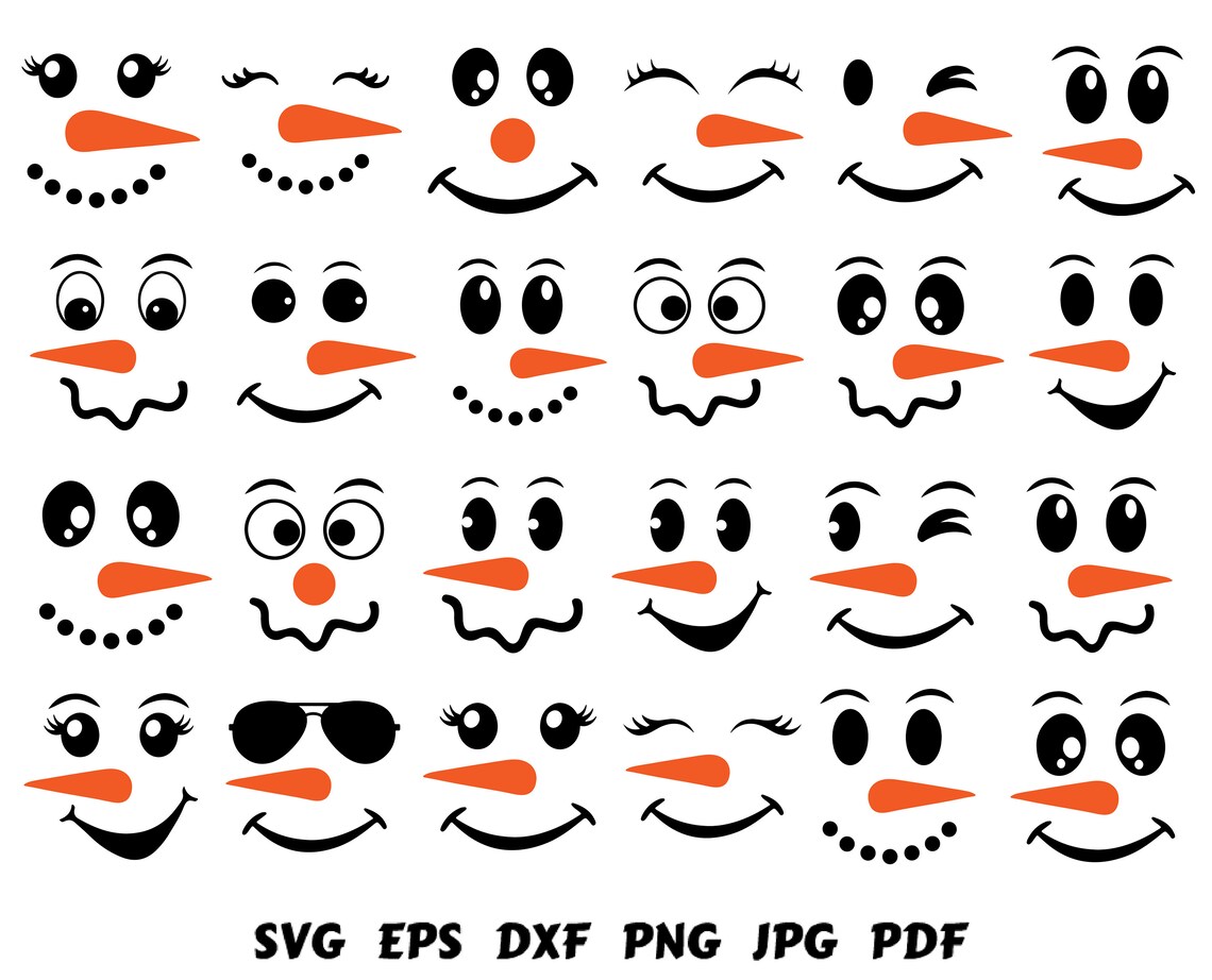 Snowman Faces Svg Snowman Svg Snowman Clipart Christmas Svg - Etsy