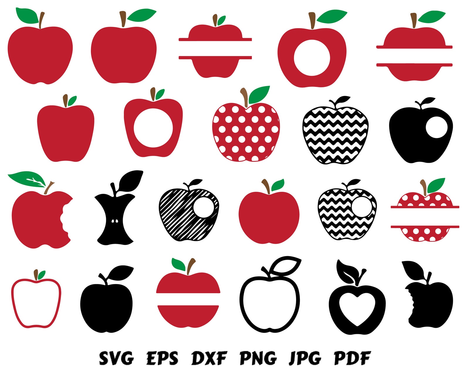 Apple Svg Teacher Svg Apple Clipart Apple Silhouette - Etsy