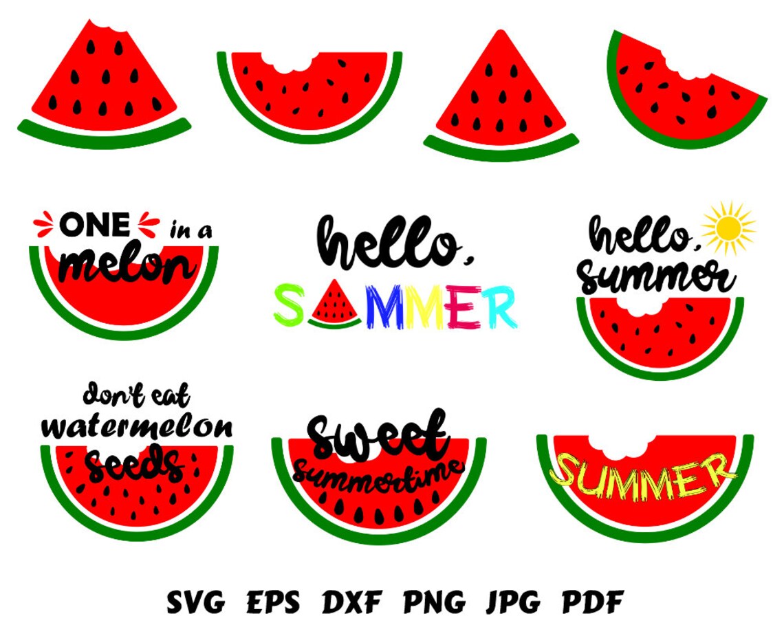 Watermelon Svg Watermelon Bundle Svg Melon Svg Summer | Etsy