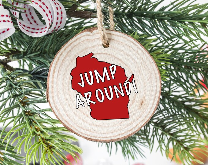 Wisconsin Jump Around Wood Slice Ornament - Etsy