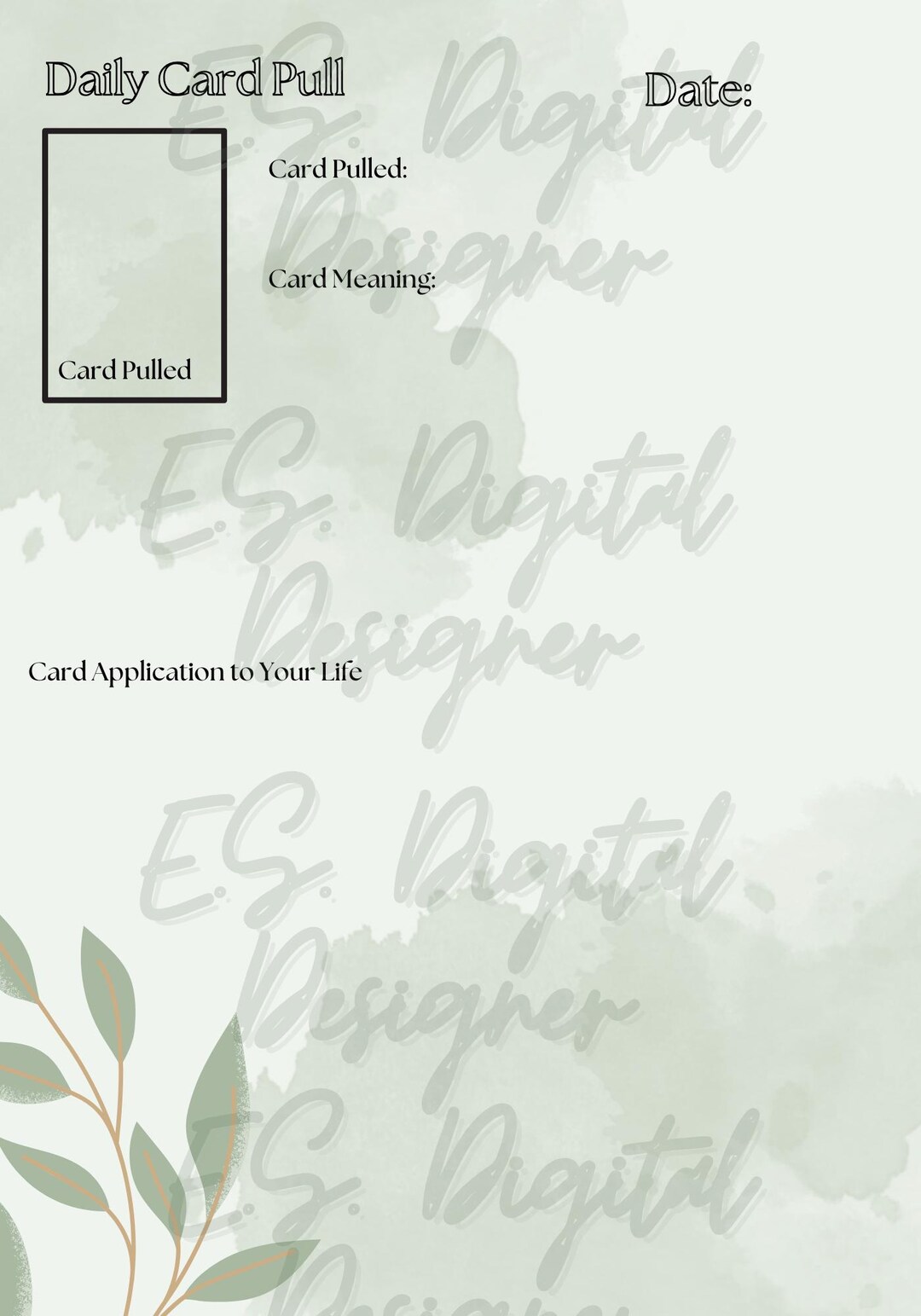 Daily Tarot Card Pull Printable Record Keeper | Daily Tarot Reading ...