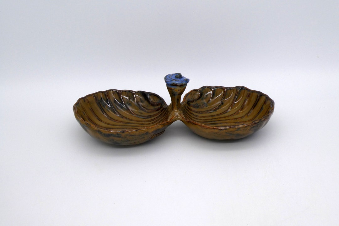 Ceramic Double Dip Bowl, Olive Bowl, Side Bowl, Dip Bowl Set, Condiment ...