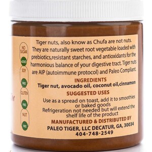Tiger Nut Butter (cinnamon) AIP Friendly, Plant-based Protein Butter ...