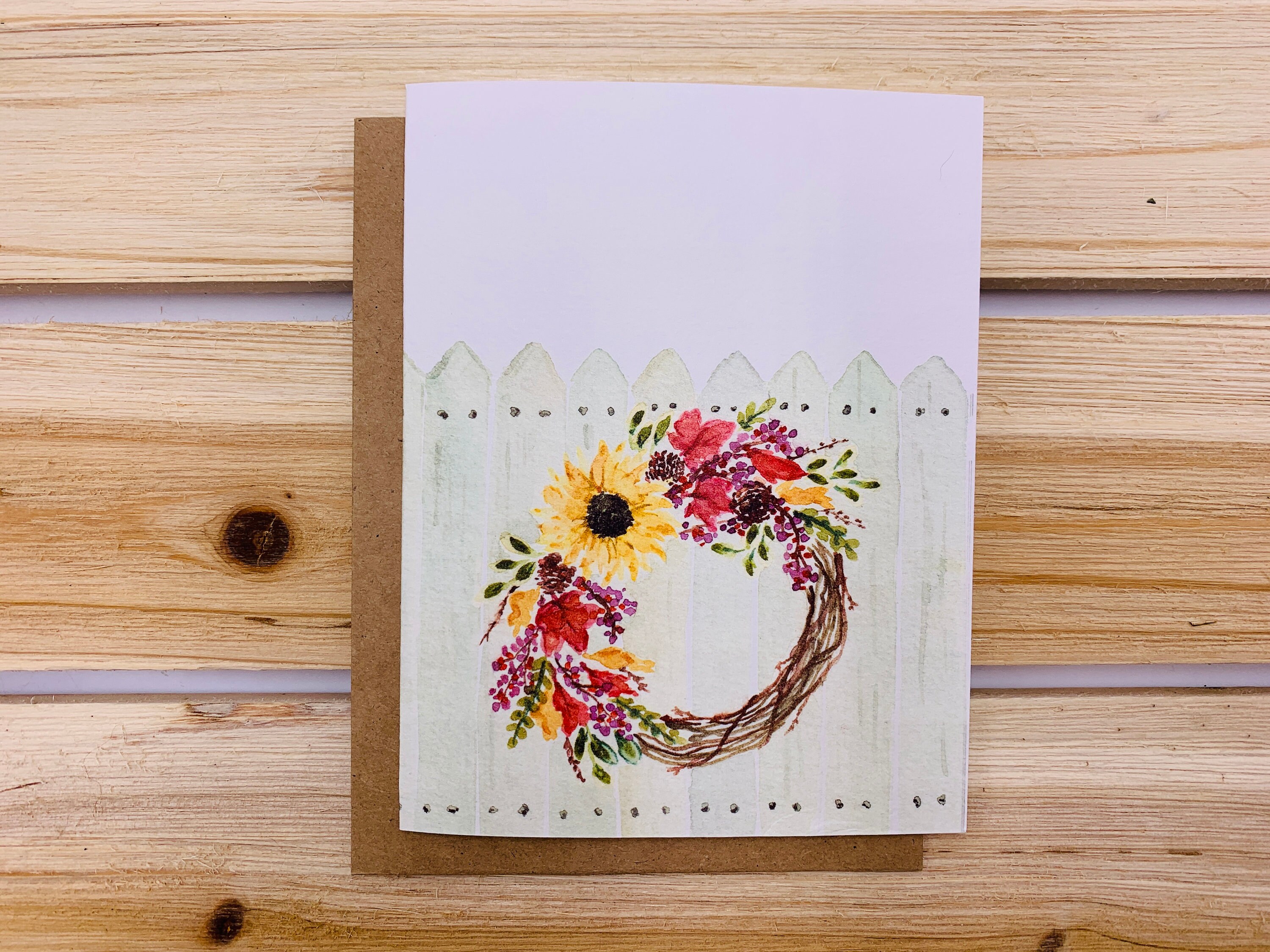 Watercolor Fall Themed Note Card Set | 4 Cards With Kraft Envelopes ...