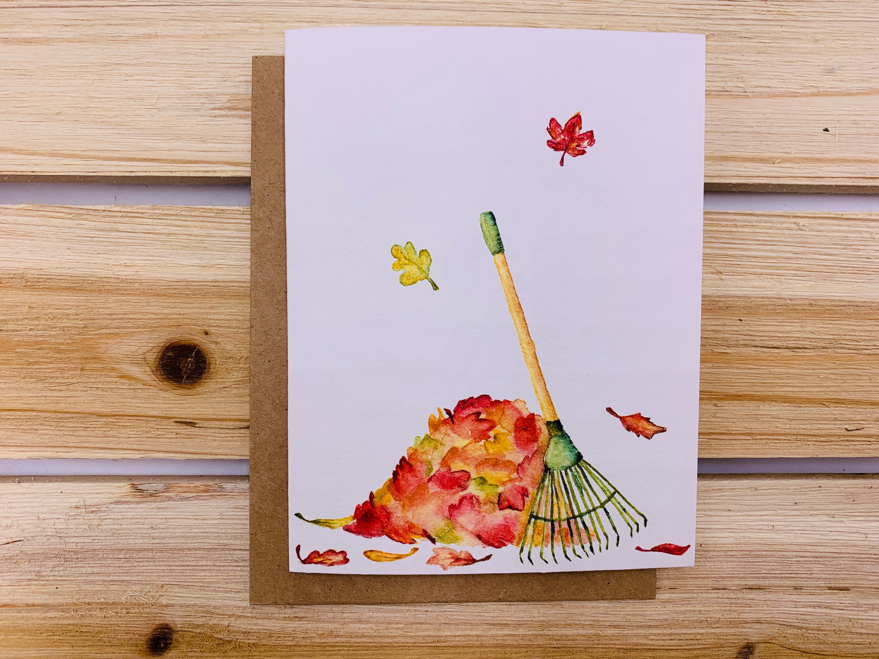 Watercolor Fall Themed Note Card Set | 4 Cards With Kraft Envelopes ...