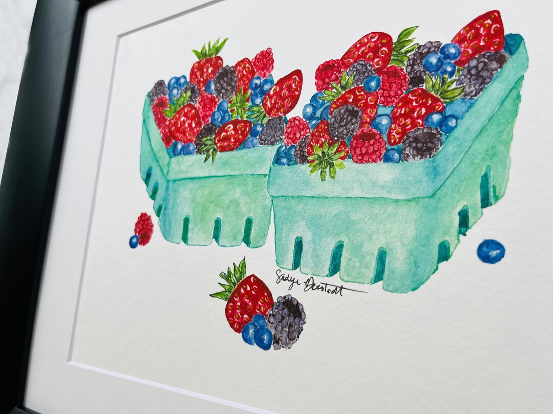Berries Wall Art | Print of Original Art | 8.5"x11" Art in 11"x14" Mat ...