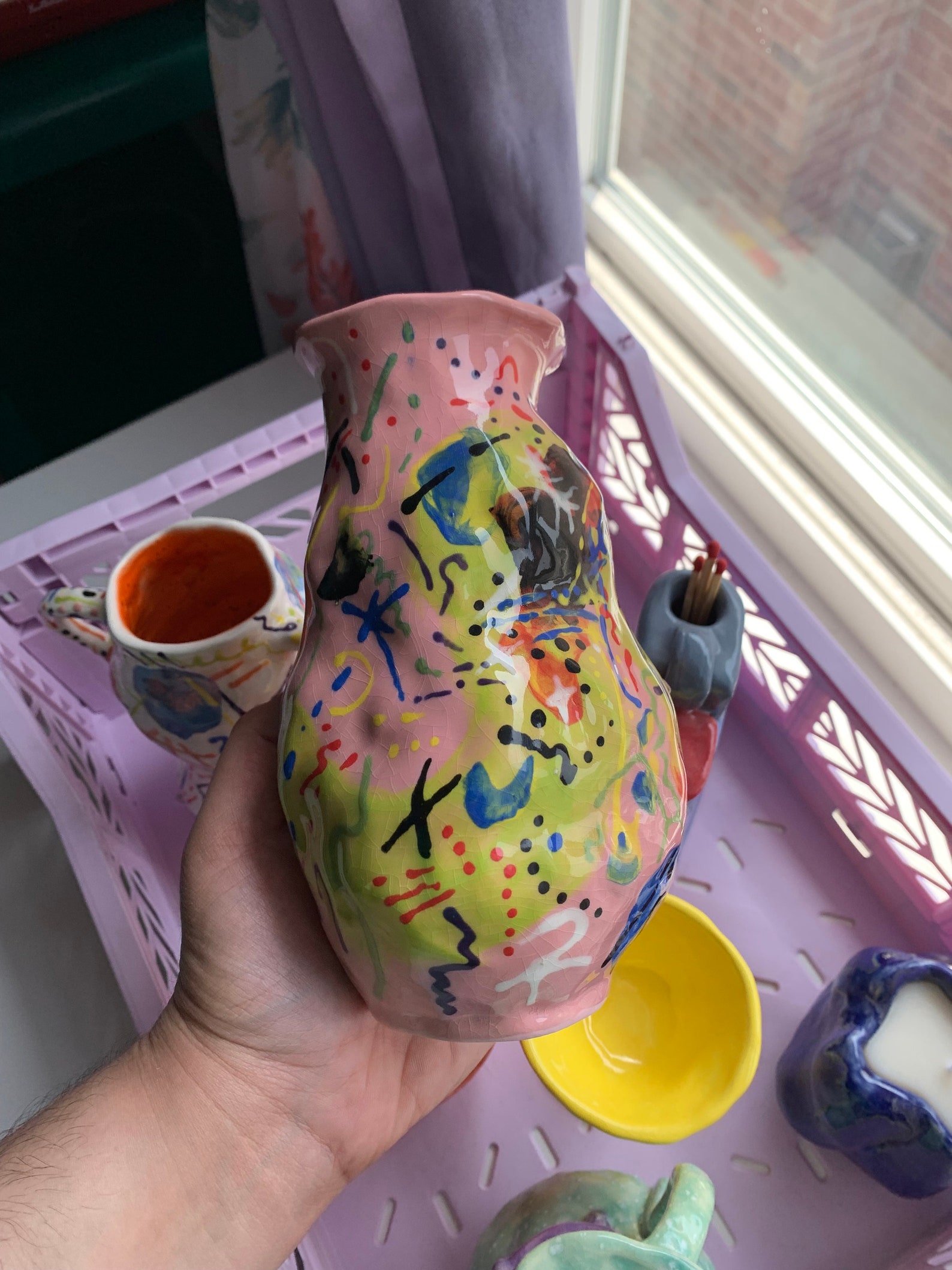 Hand-built Ceramic Table Vase in Patchwork 02 - Etsy