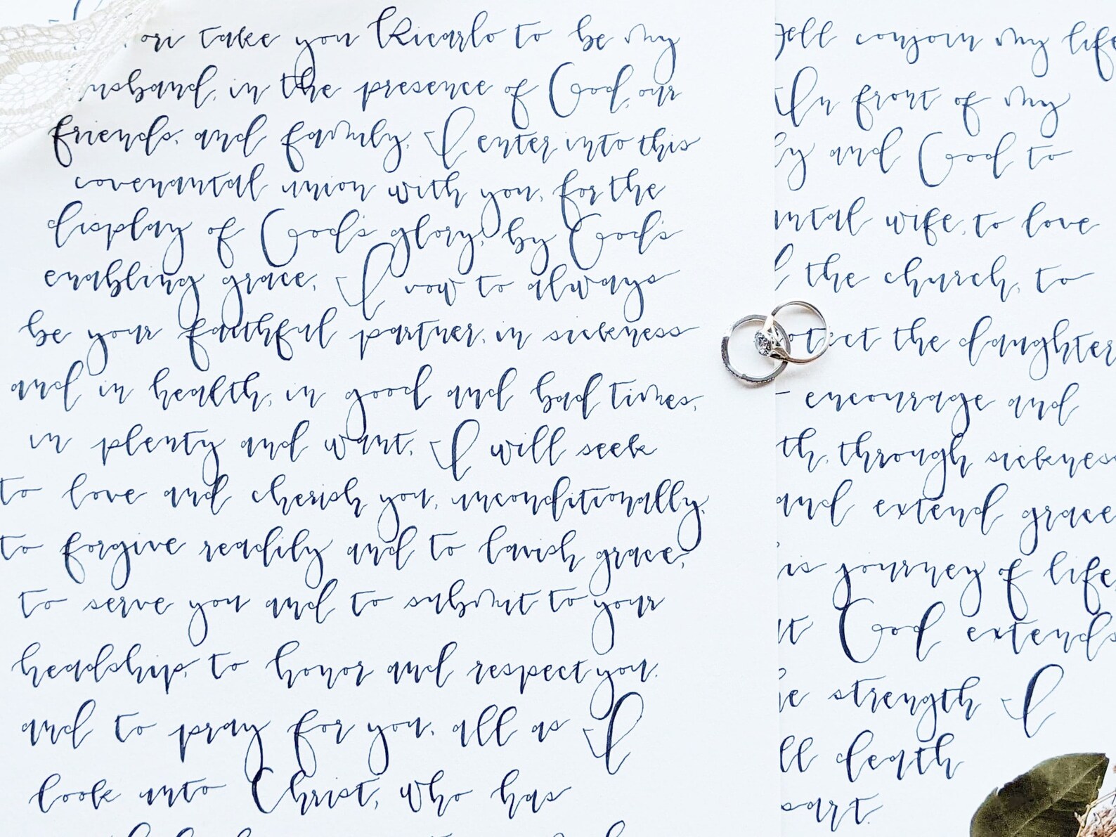 Custom Calligraphy Vows | Calligraphy Wedding Vows, Hand Lettered ...