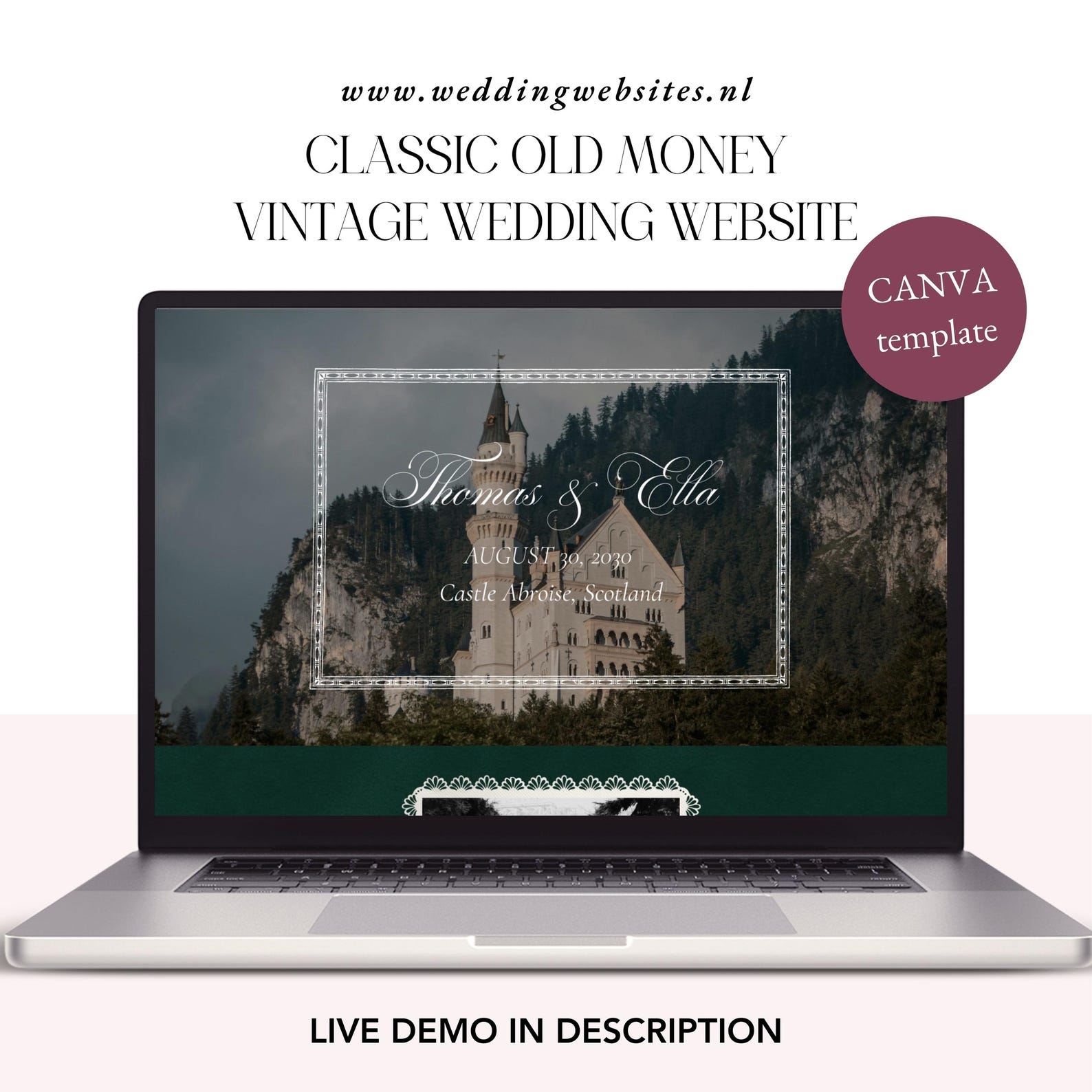 Old Money Classic Canva Wedding Website Template – Digital Wedding ...