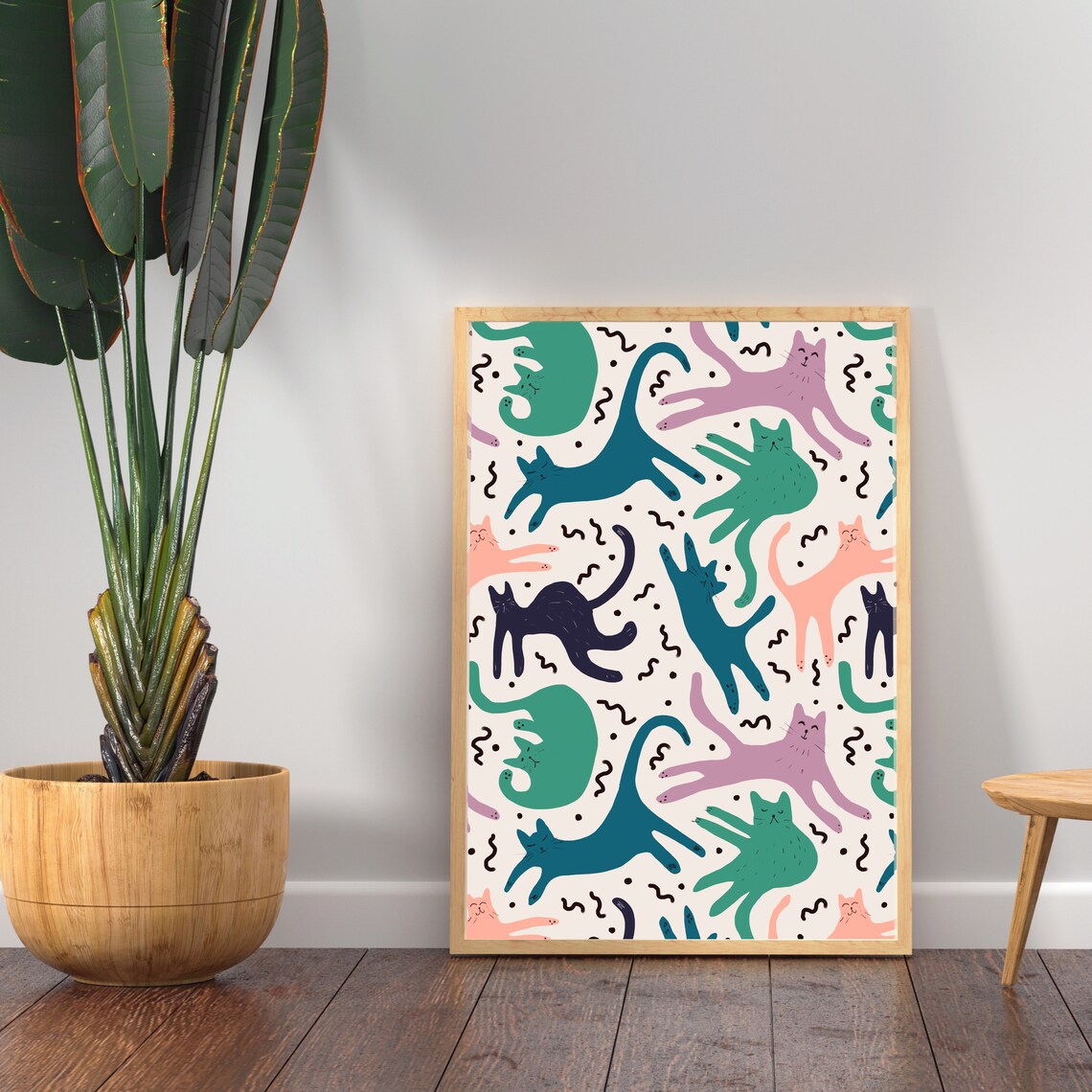 Wiggly Cats Art Print Cat Poster Cat Illustration Art - Etsy UK