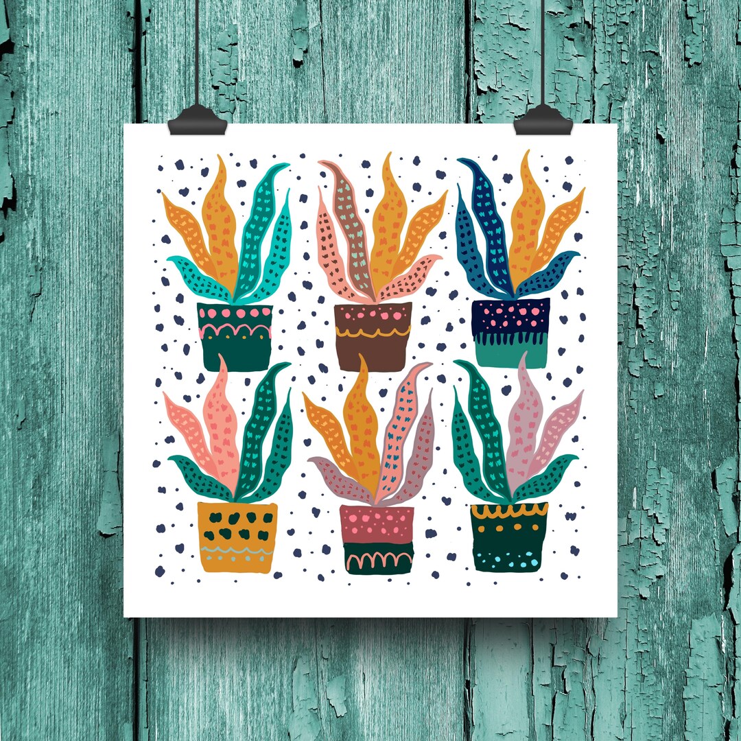 Boho Plants Art Print Funky Botanical Illustration Plant Lover ...