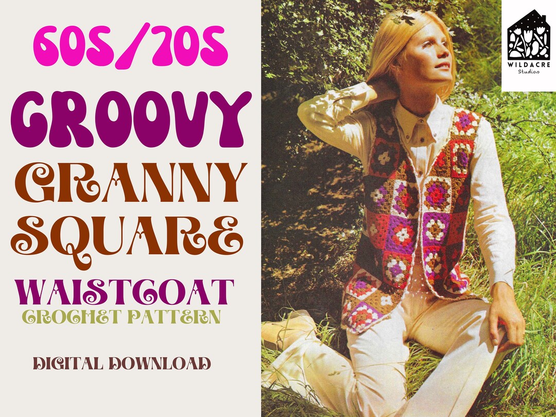 Groovy Granny Square Waistcoat Crochet Pattern Digital Download PDF ...