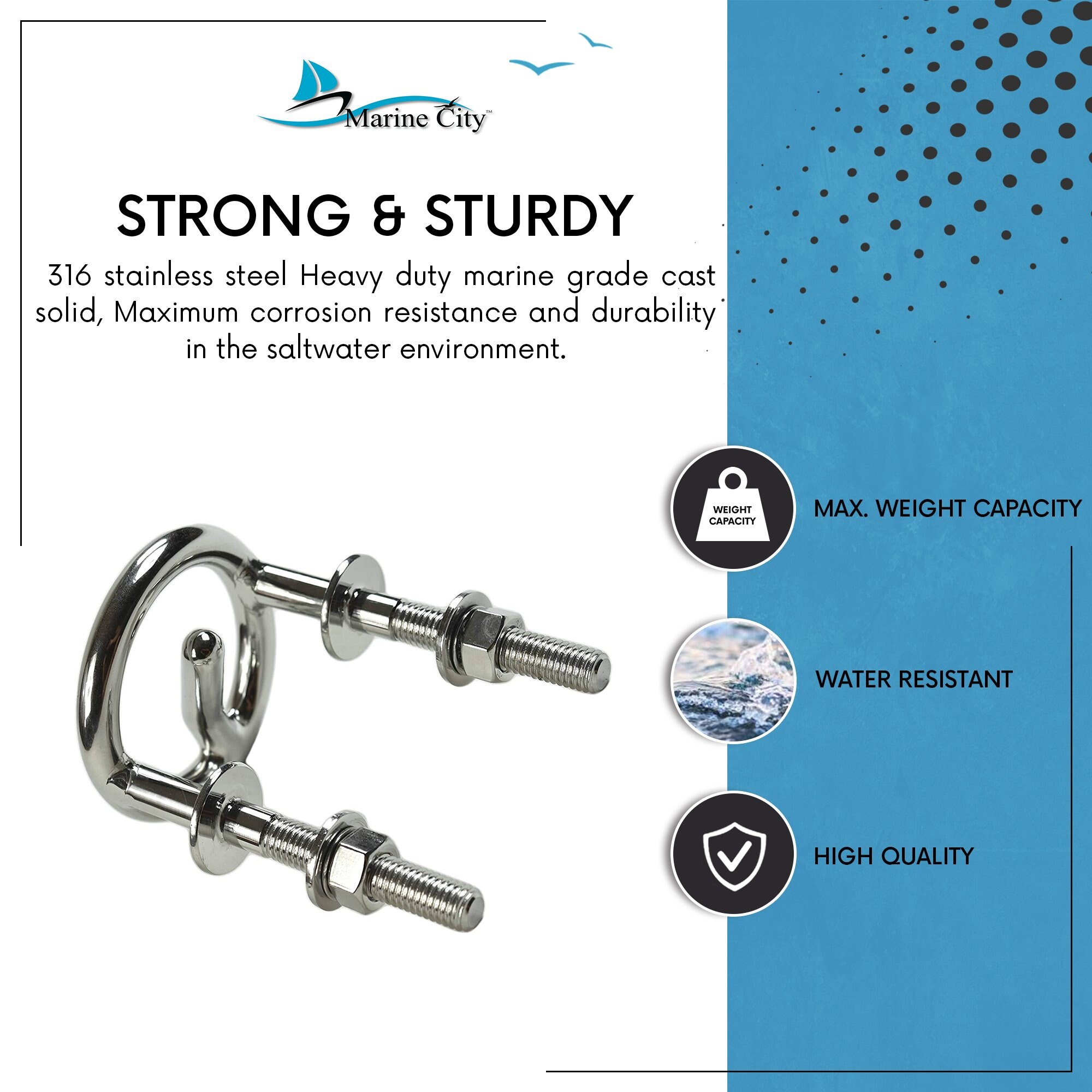 MARINE CITY Heavy Duty 316 Marine Grade Stainless Steel Marine Transom ...