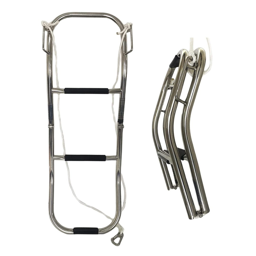 MARINE CITY 3-step Folding Boat Ladder, 304 Grade Stainless Steel With ...