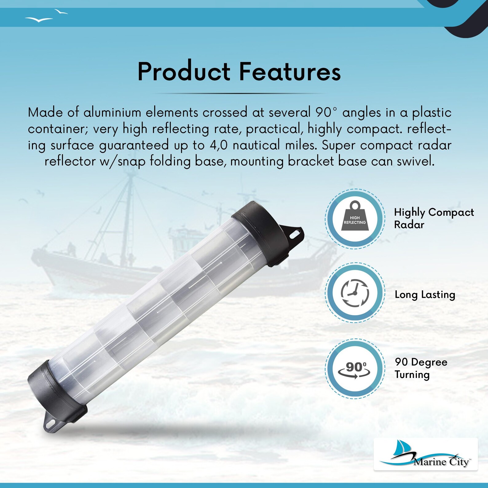 Marine City Tube Type Radar Reflector for Sailboats 4 Inch X 23 Inch ...