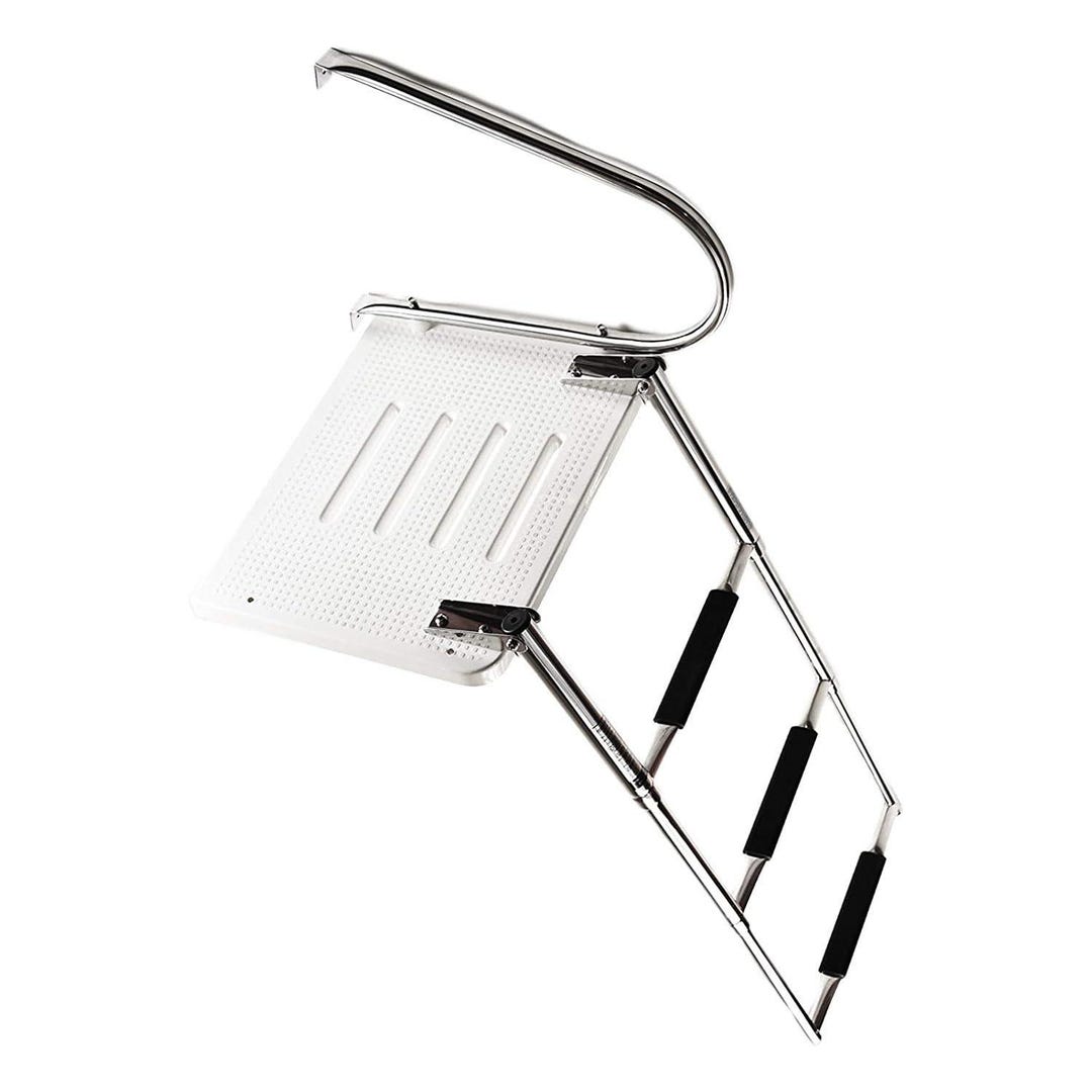 MARINE CITY Stainless Steel 3 Step O/B Swim Platform Ladder Telescoping ...