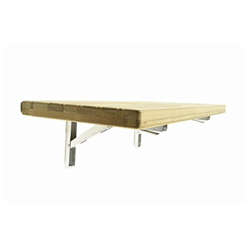 Marine City Teak Wall Mount Fold Down Bench With Slots for | Etsy