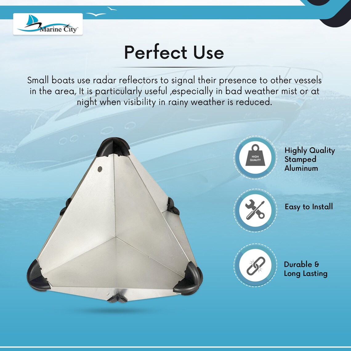 Marine City Aluminium Boat Radar Reflector Octahedral Type - 16" (M) - Etsy